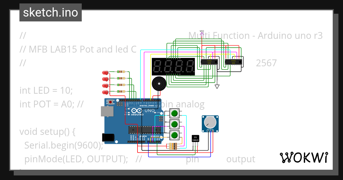 MFB LAB15 Pot and led C - Wokwi ESP32, STM32, Arduino Simulator
