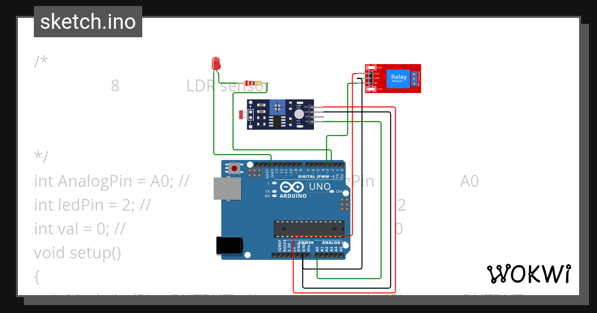 ใบงานที่9 การใช้ Ldr Sensor ปิดเปิดไฟถนน Wokwi Esp32 Stm32 Arduino Simulator 6313