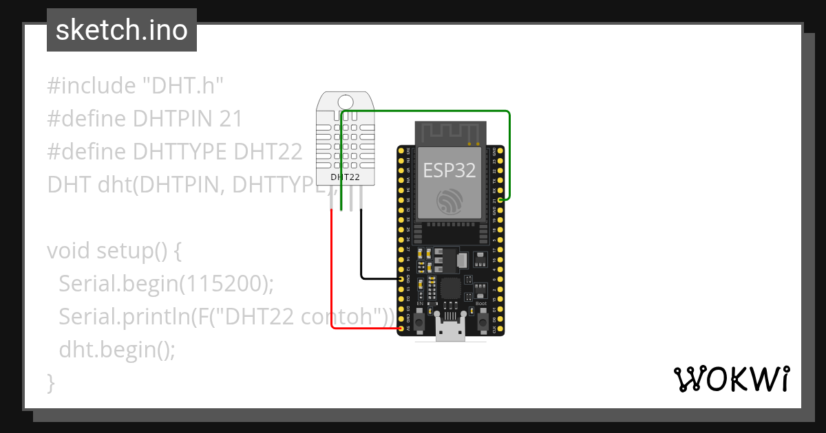 13-L Penggunaan Sensor Kelembaban & suhu DHT22 - Wokwi ESP32, STM32, Arduino Simulator