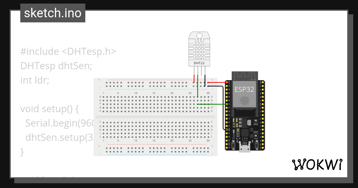 Sensor Dht Suhu Kelembapan Wokwi Esp32 Stm32 Arduino Simulator