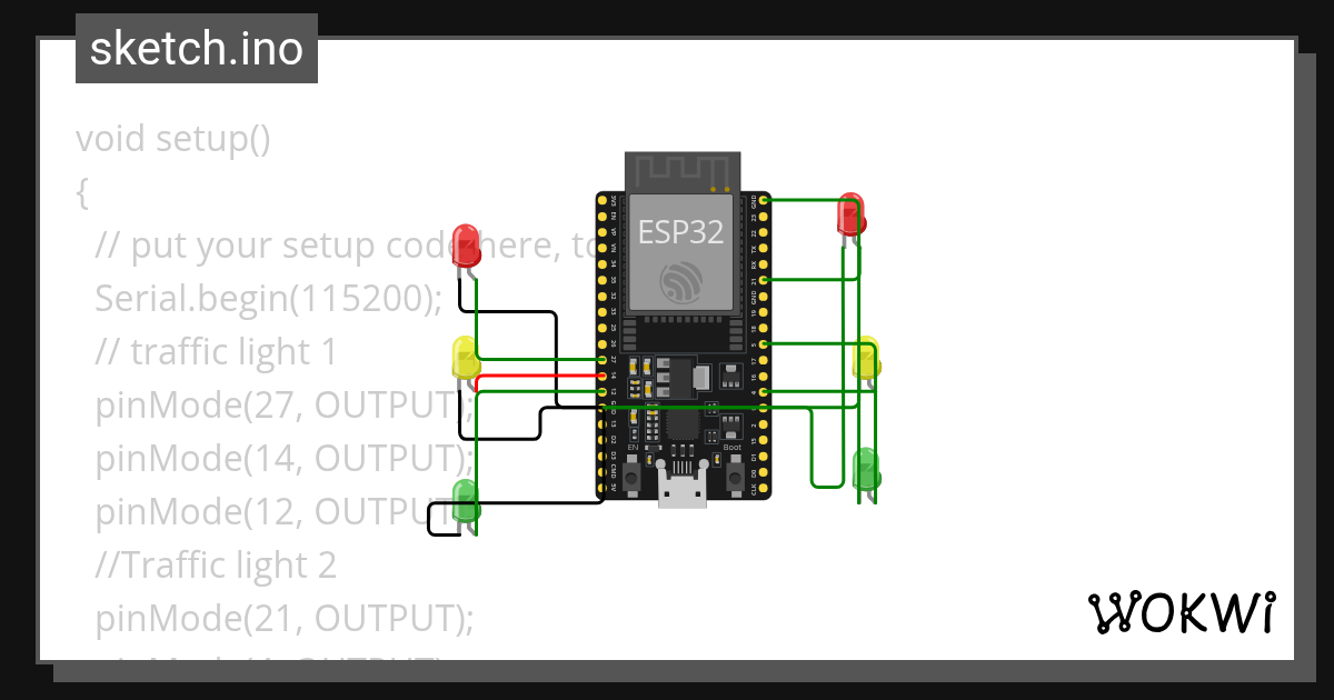 traffic light single series - Wokwi ESP32, STM32, Arduino Simulator