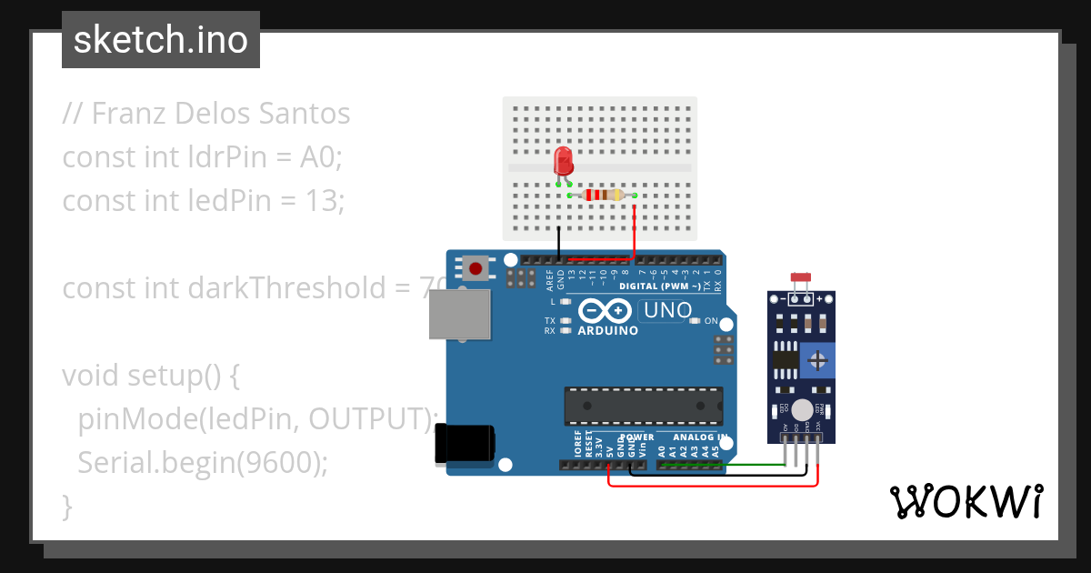LED using LDR | Arduino - Wokwi ESP32, STM32, Arduino Simulator