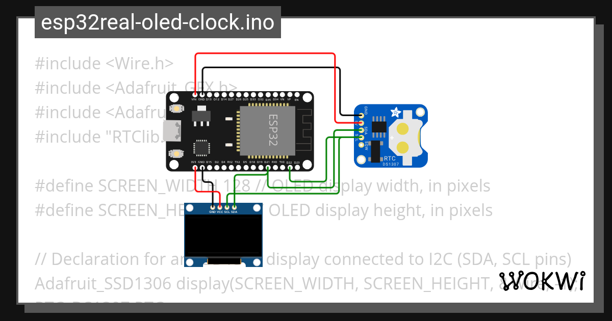 esp32 rtc and oled - Wokwi ESP32, STM32, Arduino Simulator