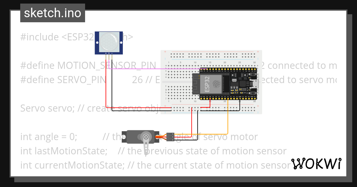 Esp32 Motion Sensor Servo Motor Wokwi Esp32 Stm32 Arduino Simulator 8038