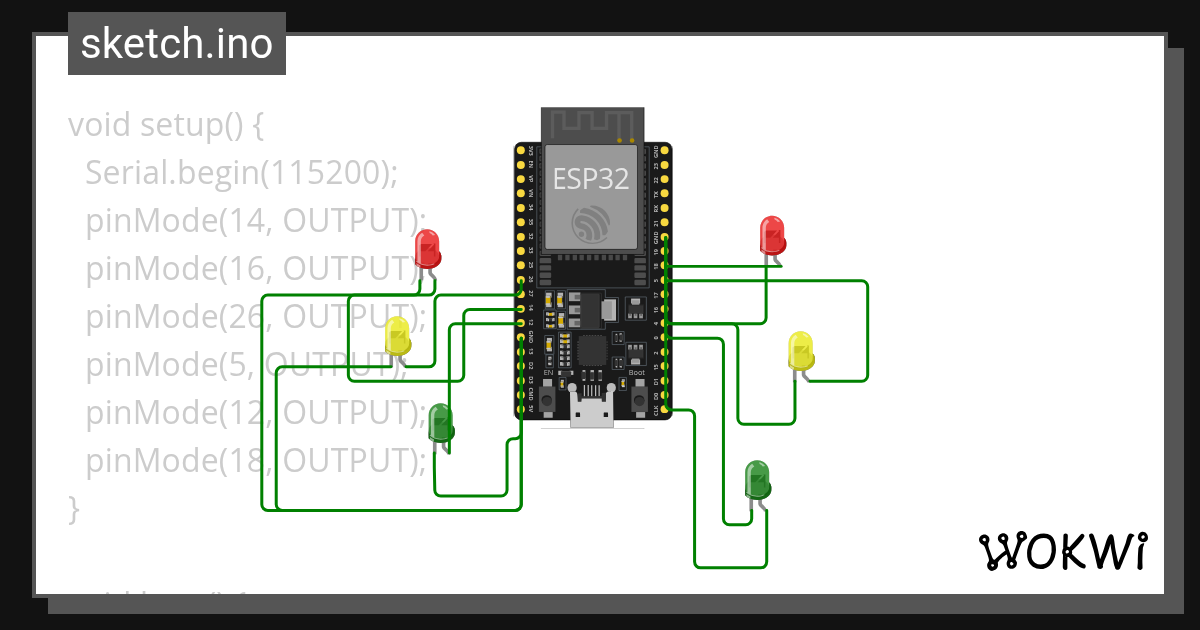6 bulbs - Wokwi ESP32, STM32, Arduino Simulator