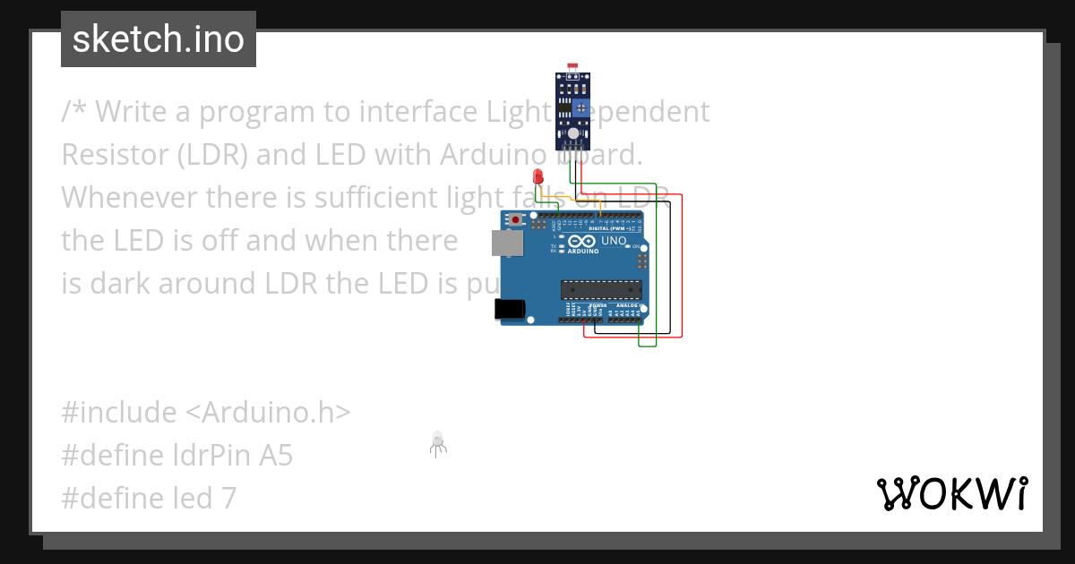 LDR WITH LED - Wokwi ESP32, STM32, Arduino Simulator