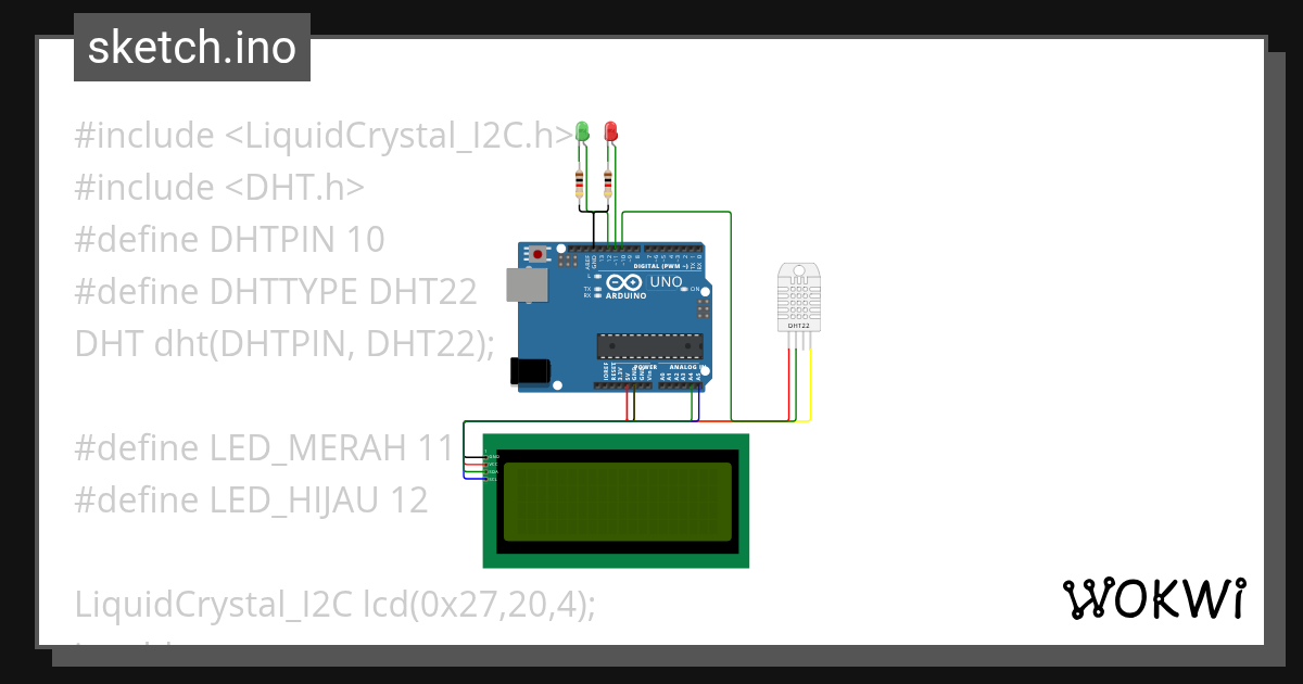 Sensor suhu dengan 2 lampu led besarta digital Copy - Wokwi ESP32, STM32, Arduino Simulator