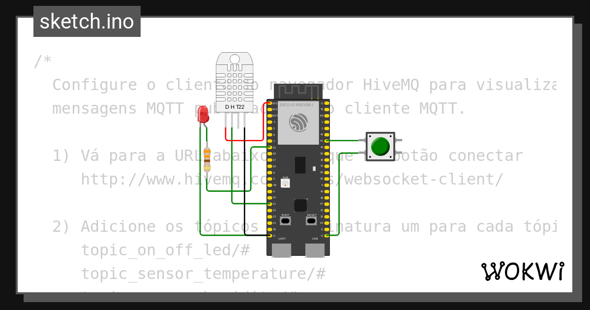 Mqtt With Esp32 S3 Wokwi Esp32 Stm32 Arduino Simulator
