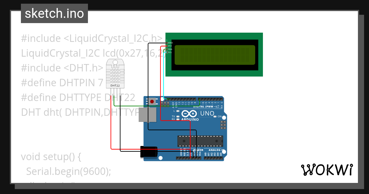 lcd and dht 22 Copy - Wokwi ESP32, STM32, Arduino Simulator