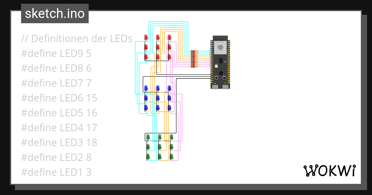 LED-Cube, Keine Arrays, Spezialpunkte Choudhury - Wokwi ESP32, STM32, Arduino Simulator