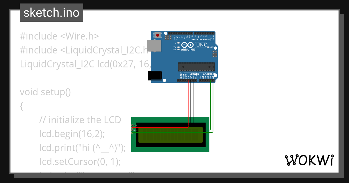I2C LCM - Wokwi ESP32, STM32, Arduino Simulator