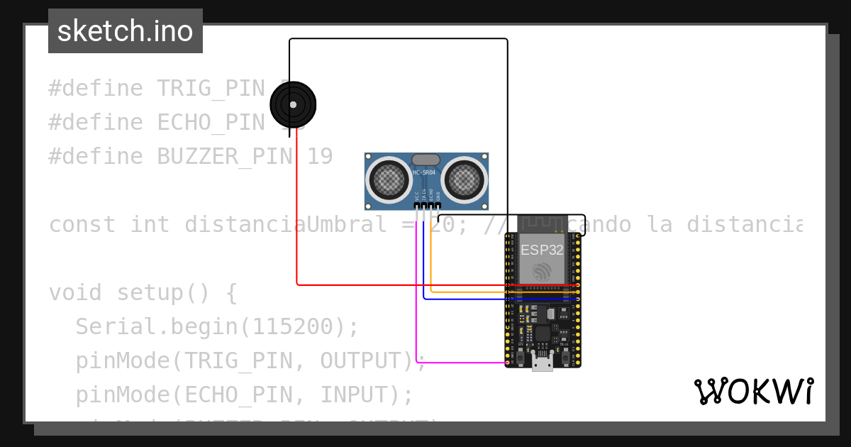 U3p3 Sensor Ultrasónico Y Zumbador Wokwi Esp32 Stm32 Arduino Simulator