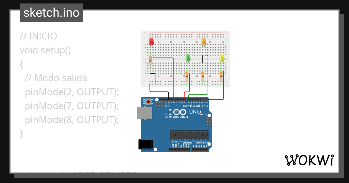 Encender 4 Leds Wokwi Esp32 Stm32 Arduino Simulator 