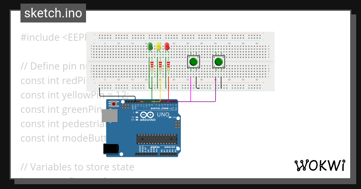 Arduino Traffic Light - Wokwi ESP32, STM32, Arduino Simulator