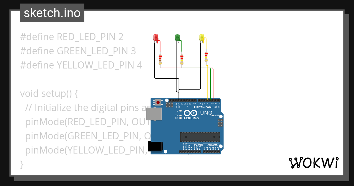 Project 2 LED LIGHTS CIRCUIT - Wokwi ESP32, STM32, Arduino Simulator