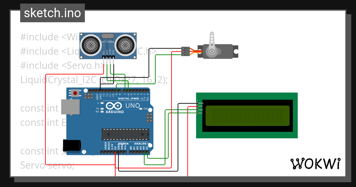 servo + lcd + uitr - Wokwi ESP32, STM32, Arduino Simulator