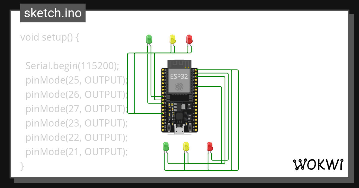 2 way Traffic - Wokwi ESP32, STM32, Arduino Simulator