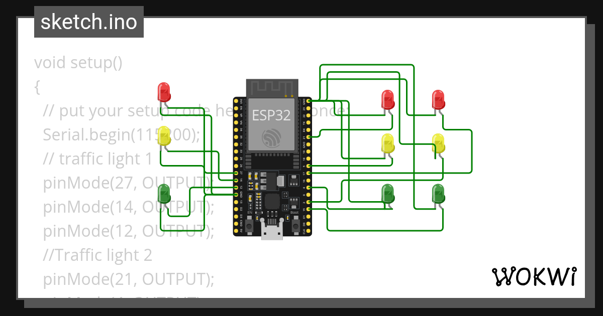 TRAFFIC LIGHT THIRD SERIES - Wokwi ESP32, STM32, Arduino Simulator