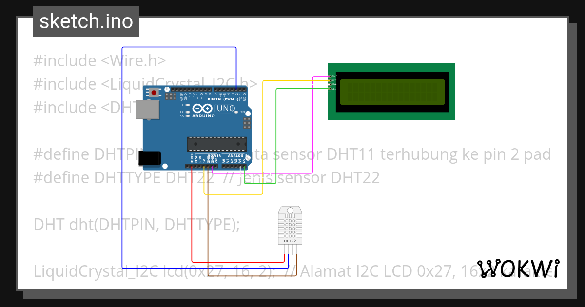 Pemantau Suhu dan Kelembaban - Wokwi ESP32, STM32, Arduino Simulator