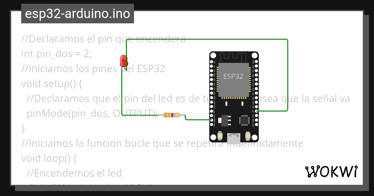 Prueba 1 LED - Wokwi ESP32, STM32, Arduino Simulator