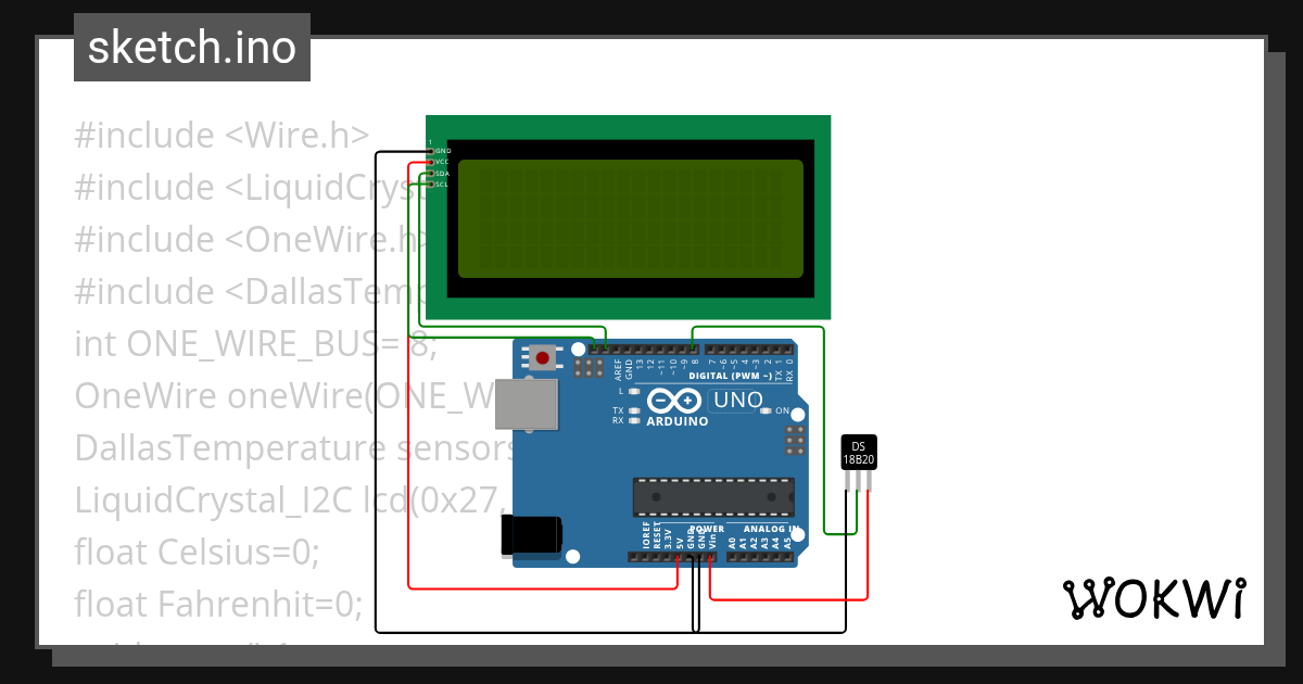 Lcd Ekran Haroroat Datchik Wokwi Esp32 Stm32 Arduino Simulator 9693