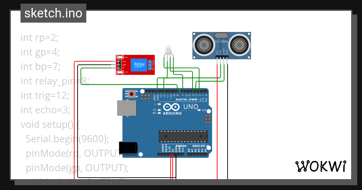 Water level detection using the relay module - Wokwi ESP32, STM32, Arduino Simulator