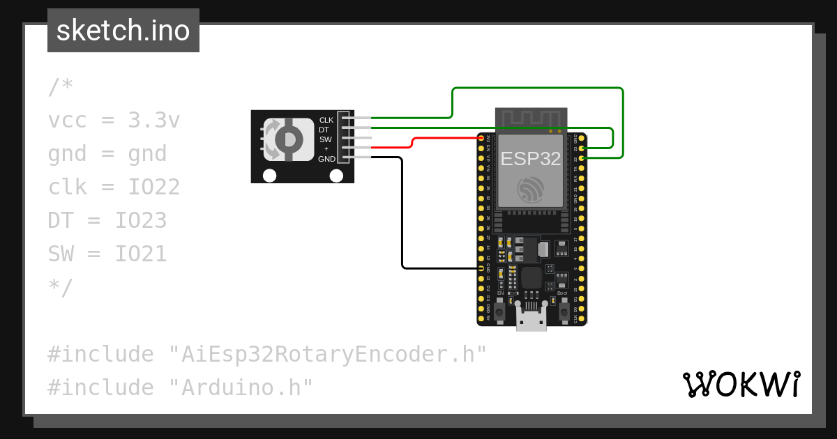 Rotary Encoder Wokwi Esp32 Stm32 Arduino Simulator