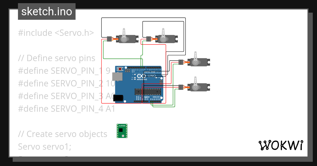 4servo - Wokwi ESP32, STM32, Arduino Simulator