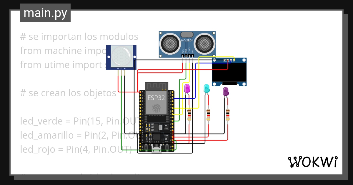 encendido de tres leds semaforo - Wokwi ESP32, STM32, Arduino Simulator