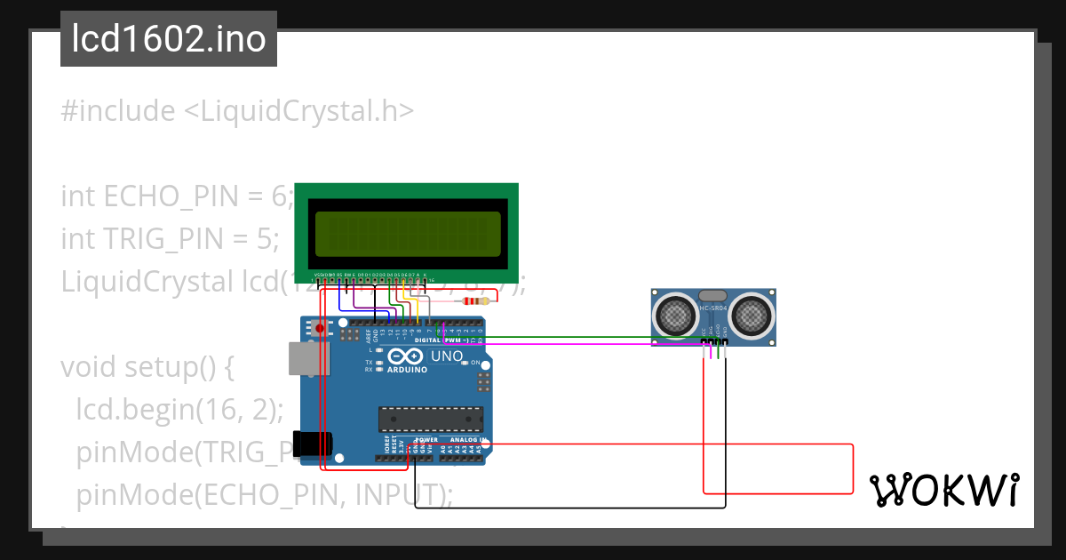 lcd ultrasoinc distance - Wokwi ESP32, STM32, Arduino Simulator