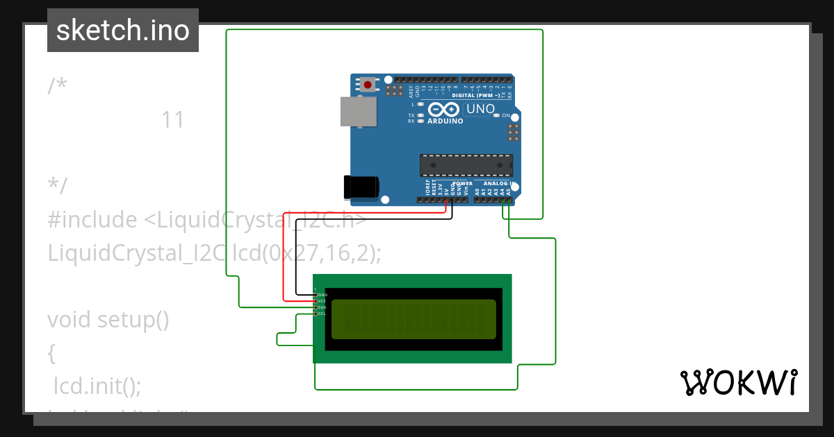 ใบงานที่11 การแสดงผลข้อมูลผ่านจอ Lcd Wokwi Esp32 Stm32 Arduino 1349