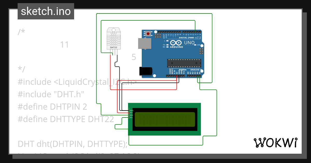 ใบงานที่111 การแสดงผลข้อมูลผ่านจอ Lcd Wokwi Esp32 Stm32 Arduino 9670