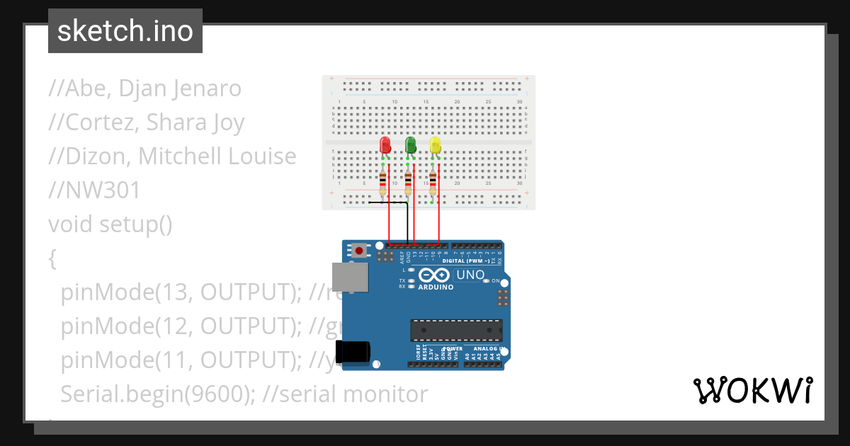 Lab 1 Traffic LED - Wokwi ESP32, STM32, Arduino Simulator