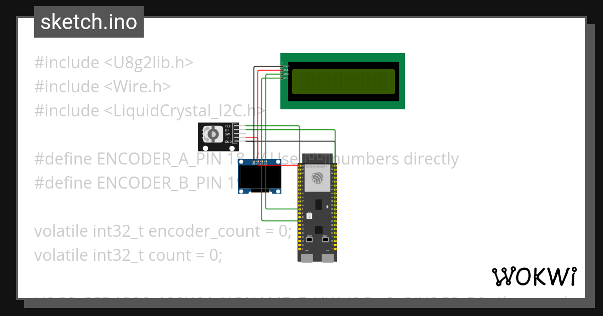 FreeRTOS RotaryEncoder u8g2 Copy - Wokwi ESP32, STM32, Arduino Simulator