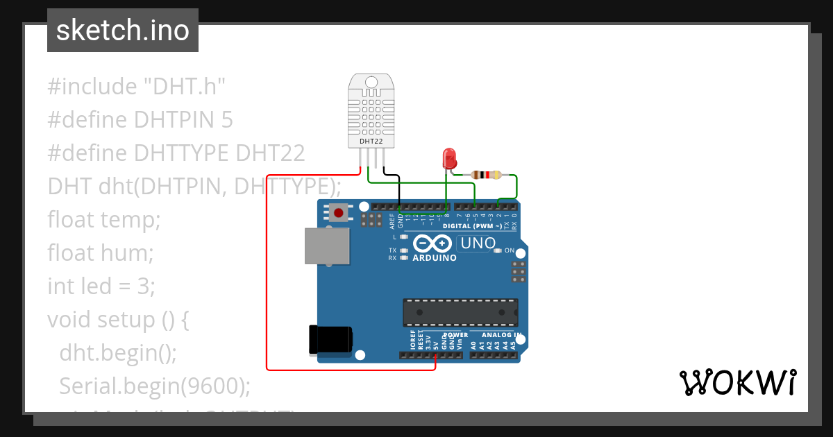 dht led - Wokwi ESP32, STM32, Arduino Simulator