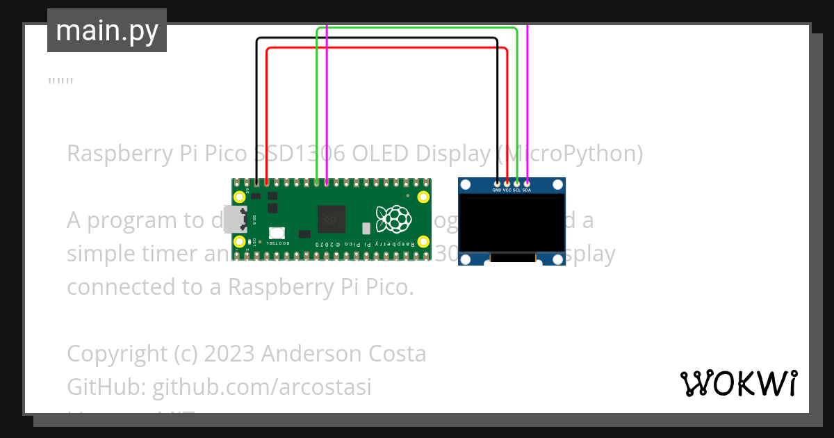 SSD1306 with MicroPython Copy - Wokwi ESP32, STM32, Arduino Simulator