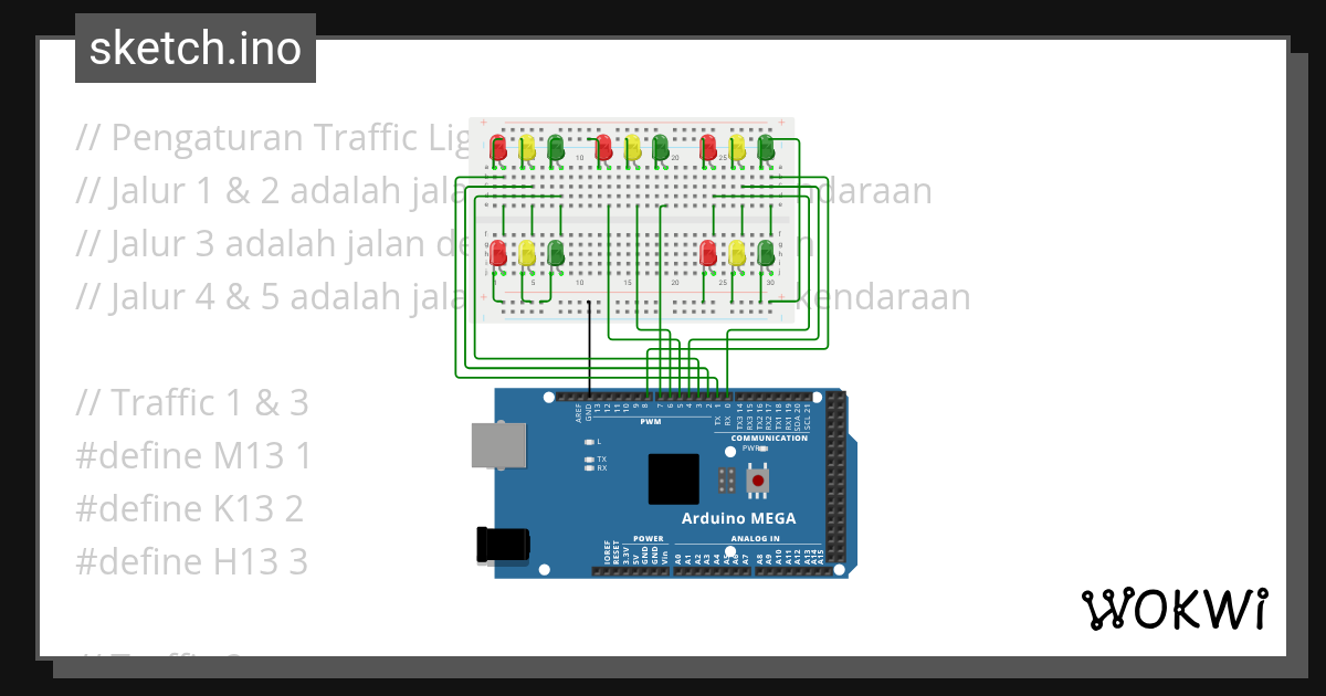 TRAFFIC LIGHT 5 LANES - Wokwi ESP32, STM32, Arduino Simulator