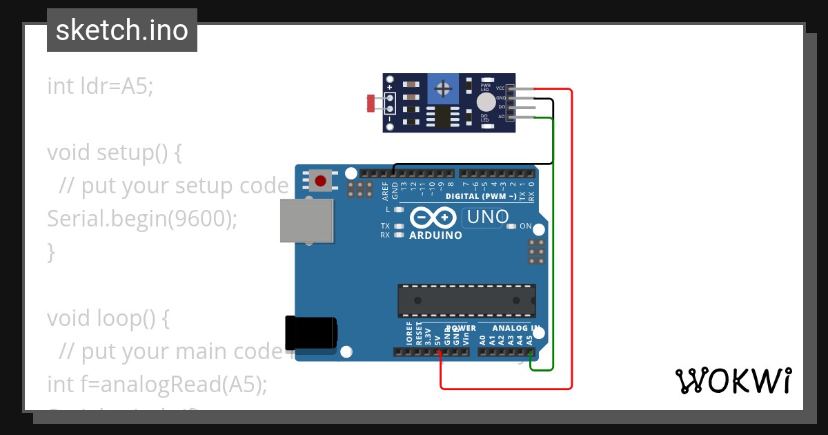 onyl ldr with serial monitor - Wokwi ESP32, STM32, Arduino Simulator