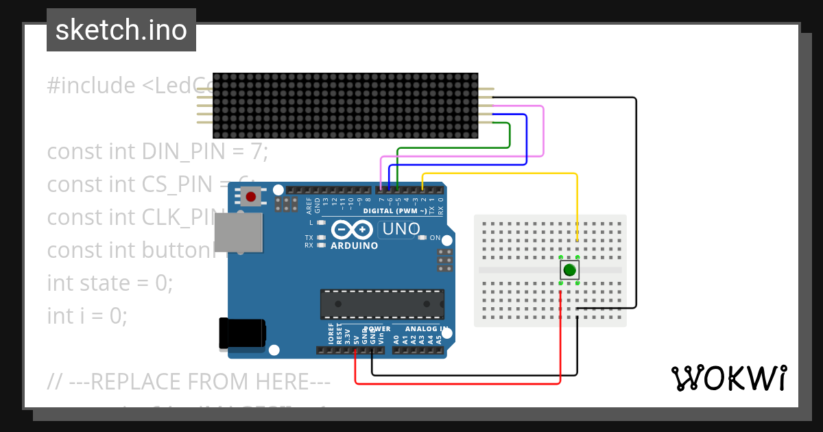 LED Matrix Robot - Wokwi ESP32, STM32, Arduino Simulator