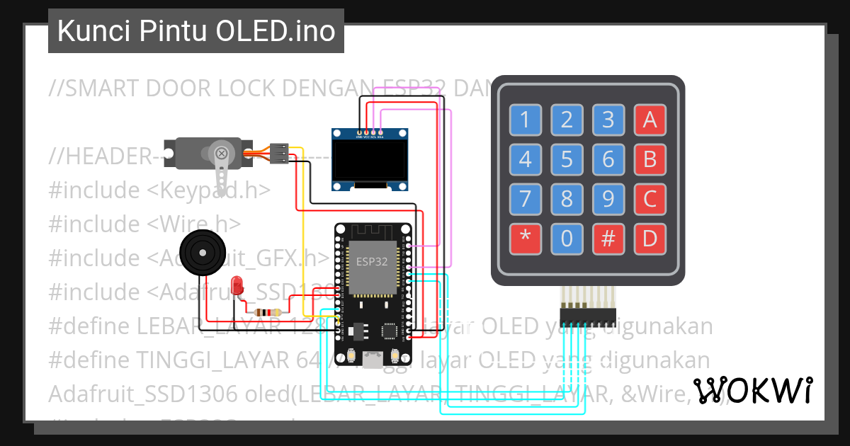 SMART DOOR LOCK DENGAN ESP32, KEYPAD DAN OLED Copy - Wokwi ESP32, STM32, Arduino Simulator