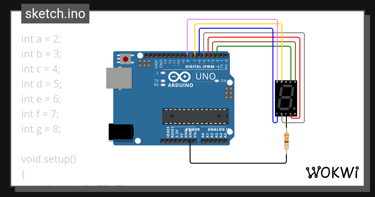 7 segment - 1 digit - Wokwi ESP32, STM32, Arduino Simulator