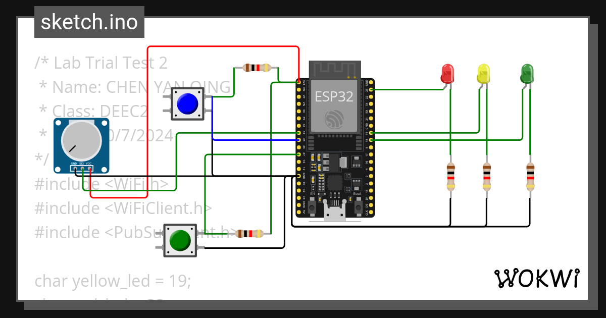 Lab Trial Test 2 partD - Wokwi ESP32, STM32, Arduino Simulator