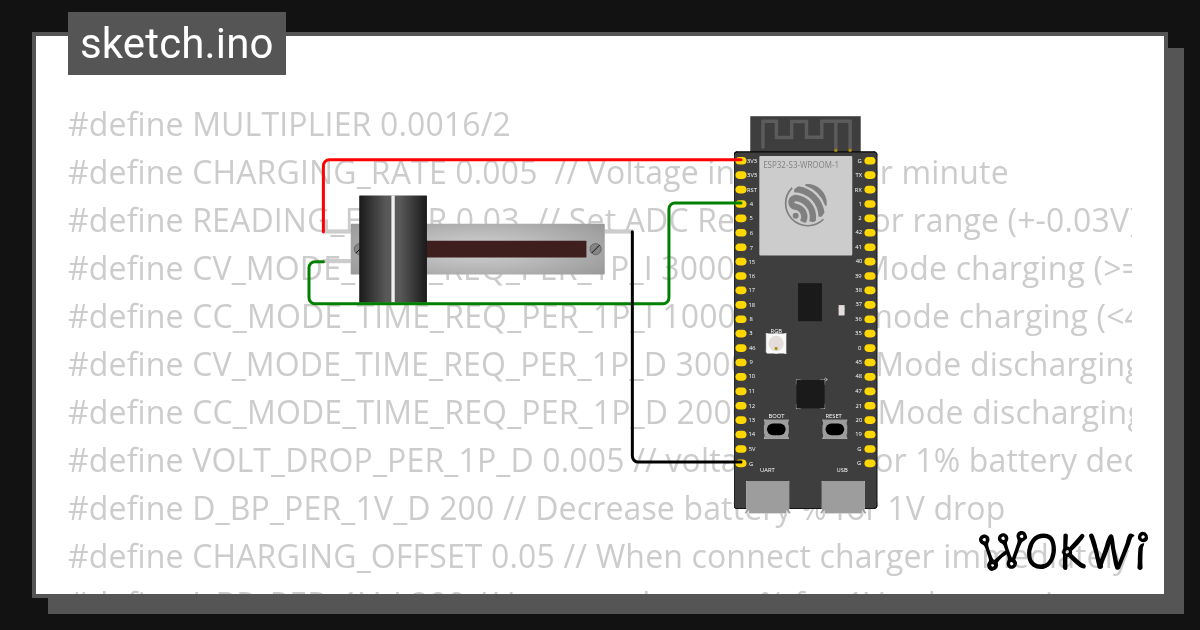 Battery_percentange_measurement - Wokwi ESP32, STM32, Arduino Simulator