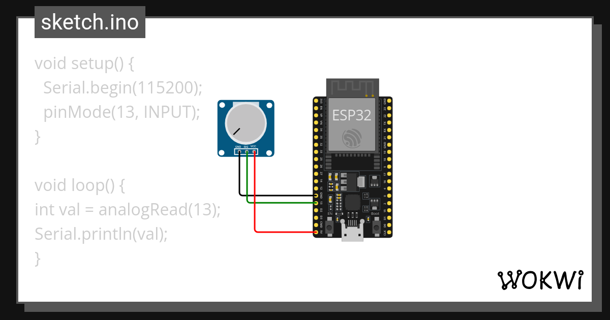 Potentiometer Wokwi Esp32 Stm32 Arduino Simulator