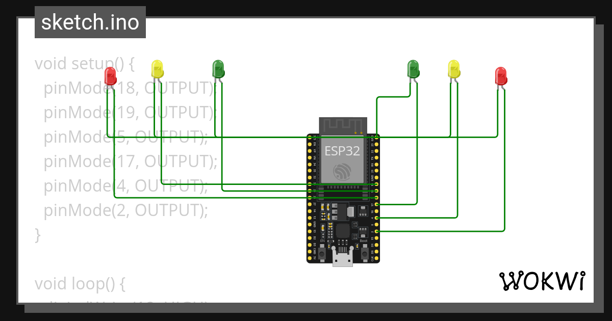 Traffic Light - Wokwi ESP32, STM32, Arduino Simulator