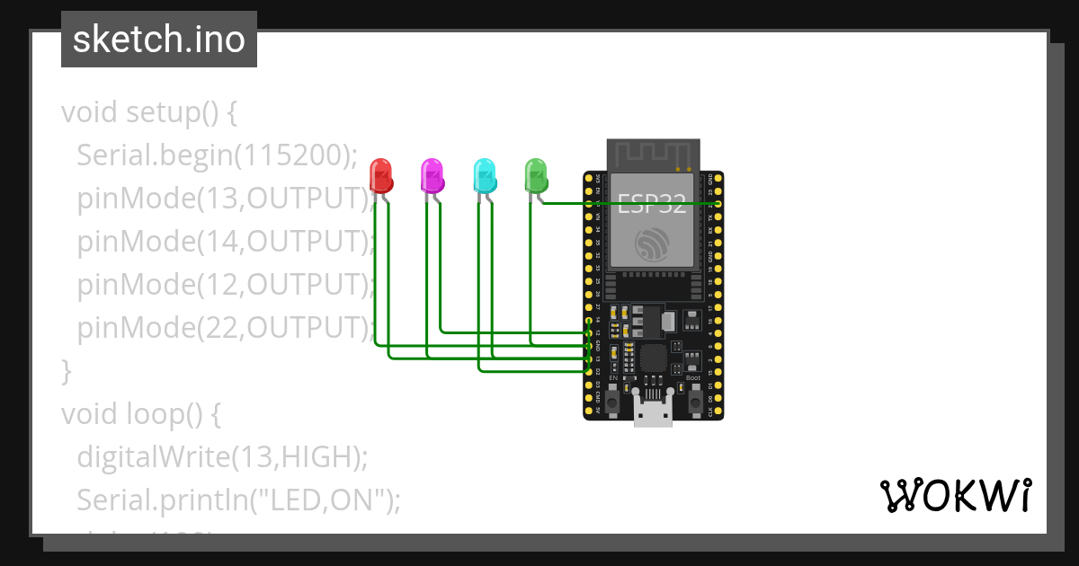 led serial - Wokwi ESP32, STM32, Arduino Simulator
