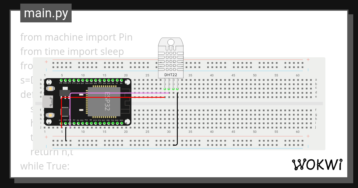 MicroPython Blink ESP32 and dht22 - Wokwi ESP32, STM32, Arduino Simulator