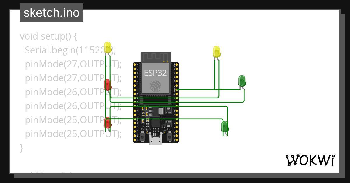 Traffic light - Wokwi ESP32, STM32, Arduino Simulator