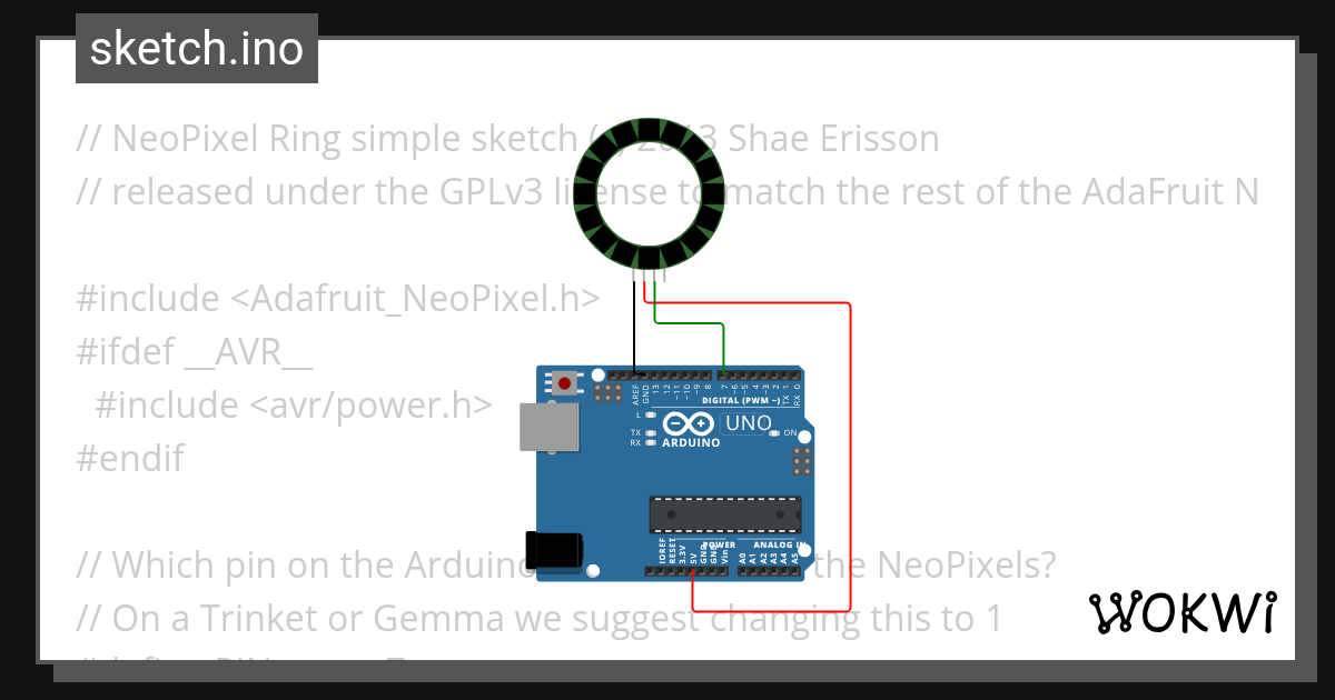 Arduino UNO + Ring NeoPixel - Wokwi ESP32, STM32, Arduino Simulator