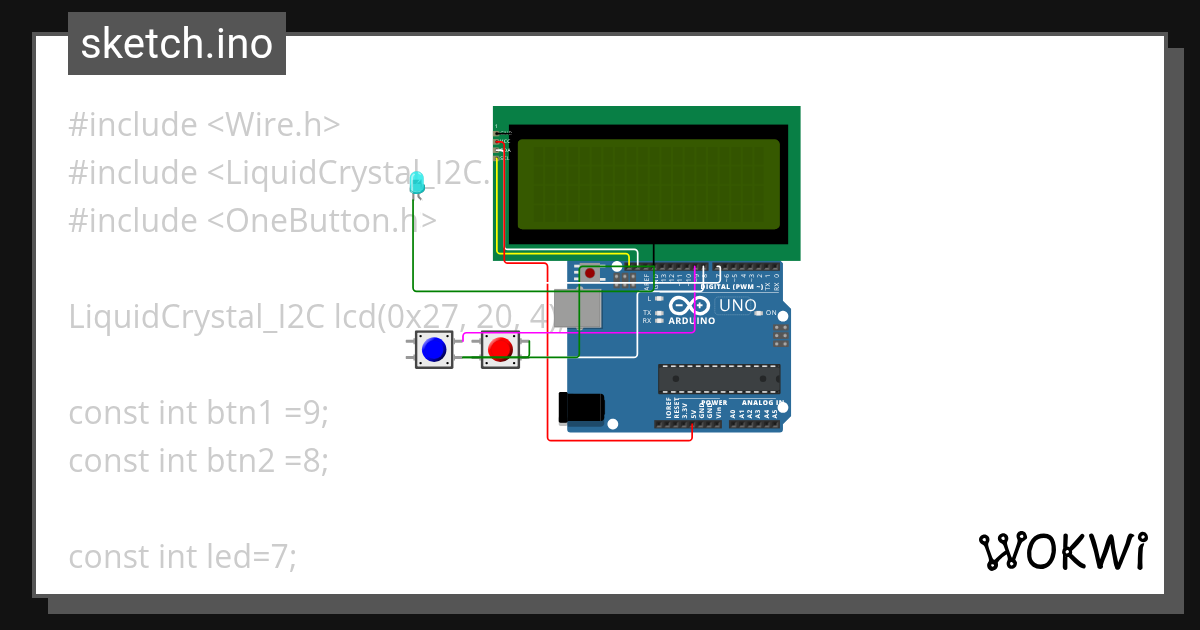 (2)ONE_BTN+Dis+Scroll by me Copy - Wokwi ESP32, STM32, Arduino Simulator